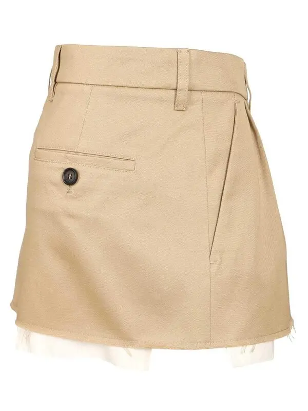 Miu Miu Cotton Chino Mini Skirt - Cream