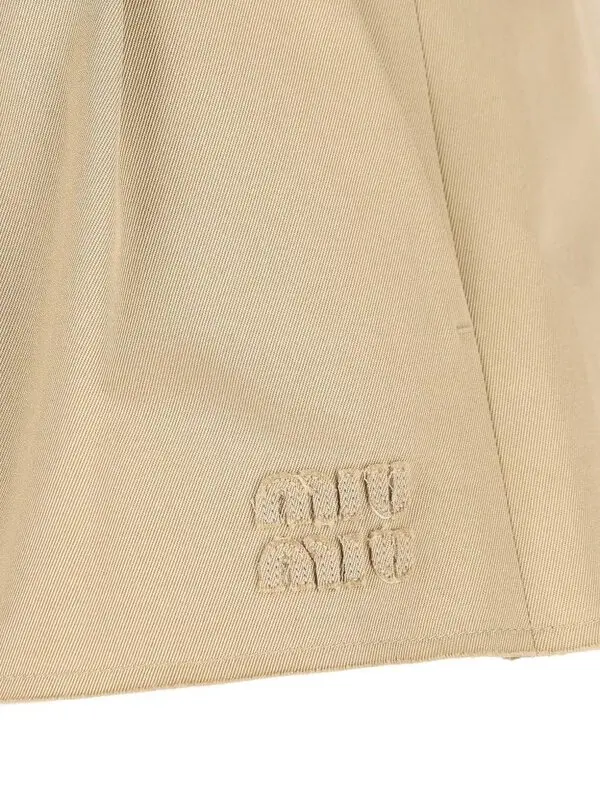 Miu Miu Cotton Chino Mini Skirt - Cream