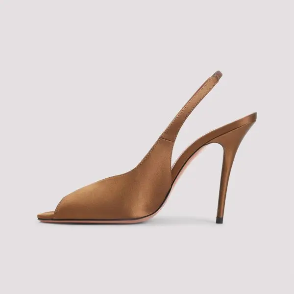 Amina Muaddi Kistina 105 Sling Mules - Brown