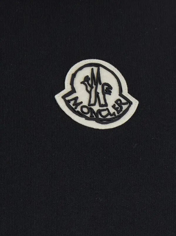 Moncler Black Sweatshirt With Logo Patch On The Front In Cotton For