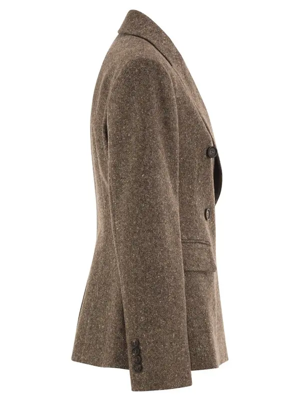 Brunello Cucinelli Double-breasted Tailored Wool Blend Blazer