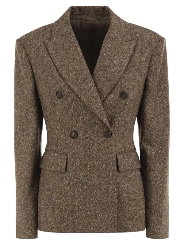 Brunello Cucinelli Double-breasted Tailored Wool Blend Blazer - Brown