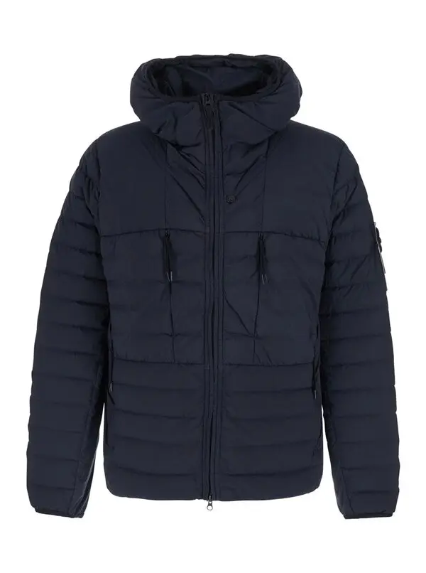 Stone Island Down Jacket With High Collar And Long Sleeves In Tech Fabric Blue