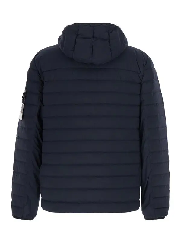 Stone Island Down Jacket With High Collar And Long Sleeves In Tech Fabric Blue