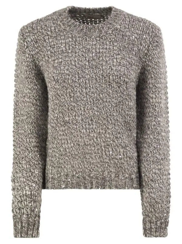 Herno Alpaca-blend Sequined Jumper - Gray