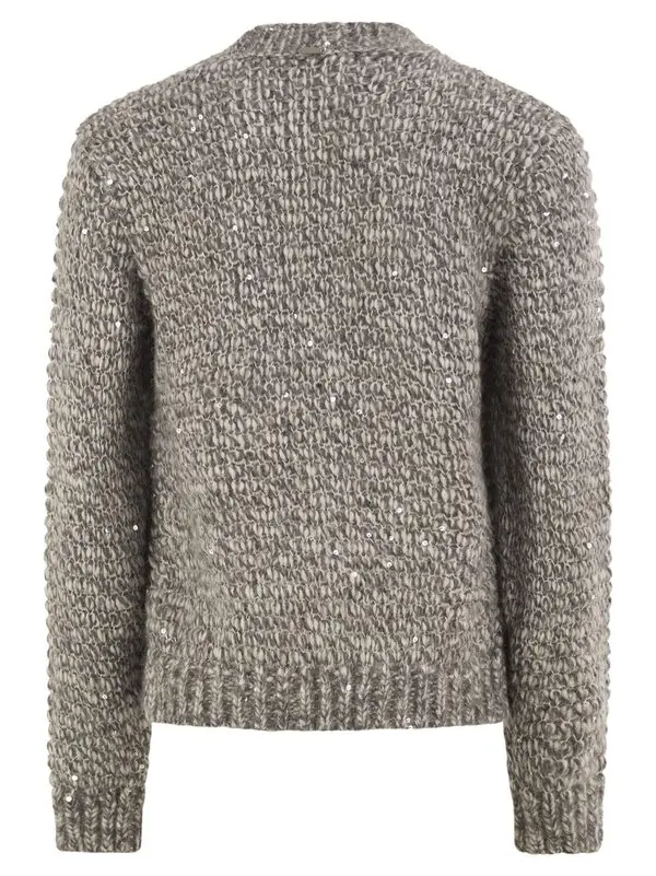 Herno Alpaca-blend Sequined Jumper - Gray