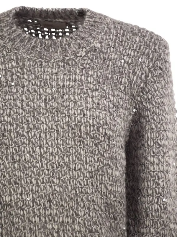 Herno Alpaca-blend Sequined Jumper - Gray