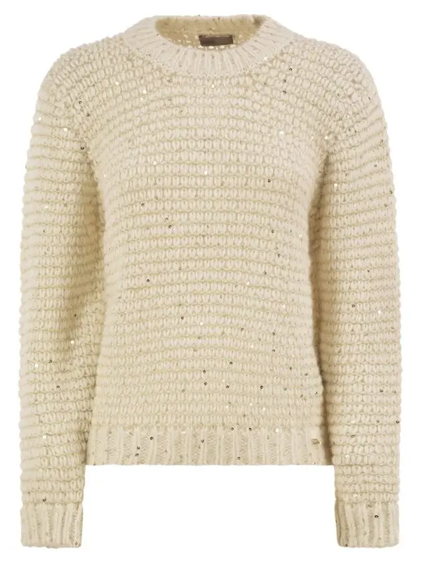 Herno Alpaca-blend Sequined Pullover - Cream