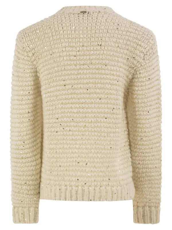 Herno Alpaca-blend Sequined Pullover - Cream