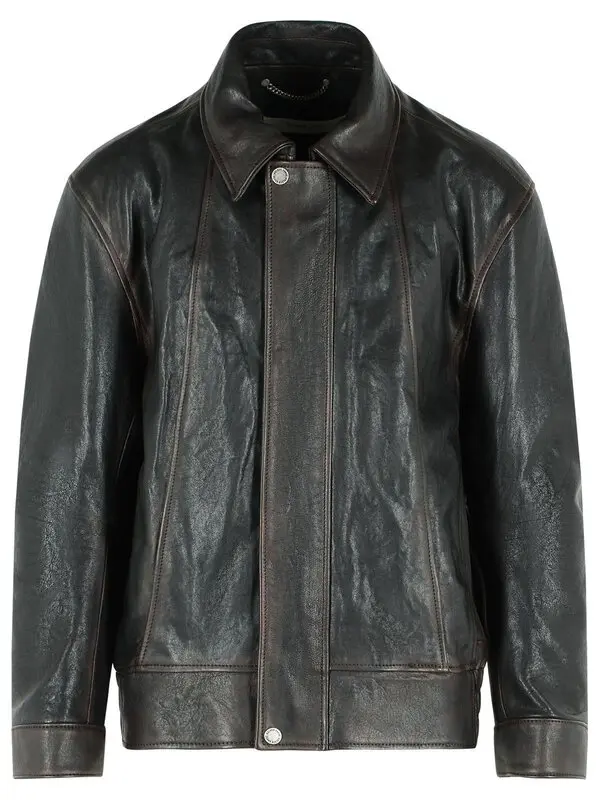GOLDEN GOOSE Prince Leather Bomber Jacket - Brown