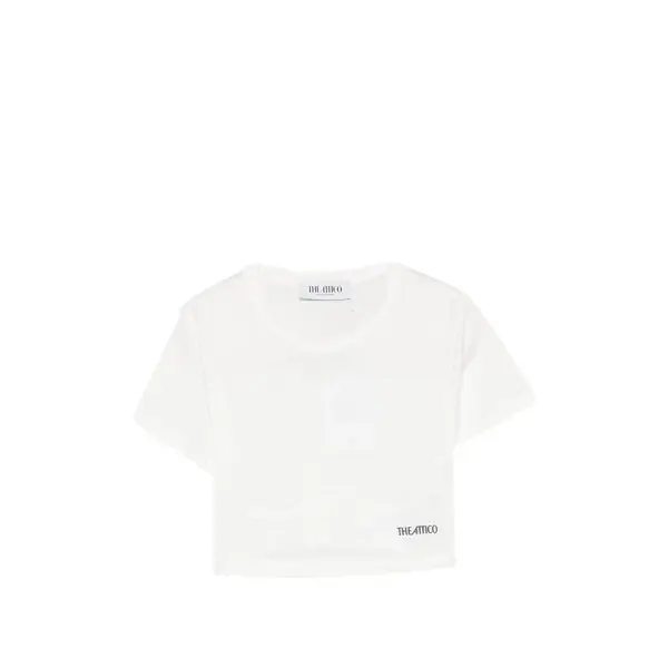 Attico Jersey Logo Print Crop Top - White