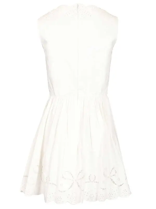 SELF-PORTRAIT Embroidered Cotton Mini Dress - White