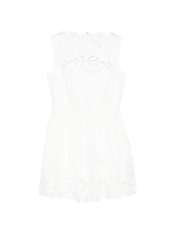 SELF-PORTRAIT Embroidered Cotton Mini Dress - White