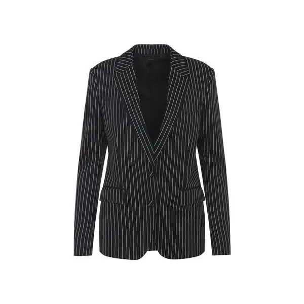 TOM FORD Striped Wool Barathea Jacket - Black