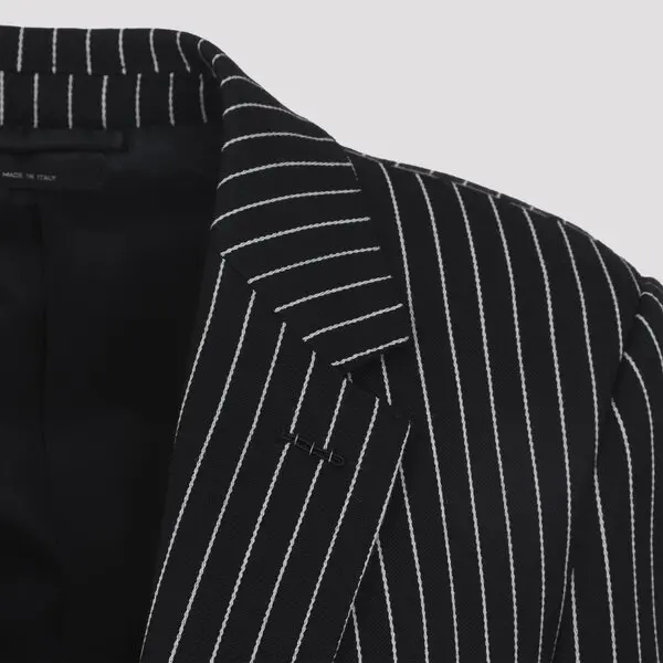 TOM FORD Striped Wool Barathea Jacket - Black