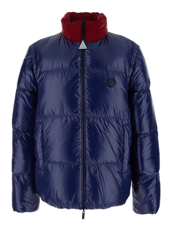 Moncler Throttle' Blue Reversible Down Jacket With Removable Sleeves And Logo Patch On The Front In Tech Fabric Stretch - Multicolor