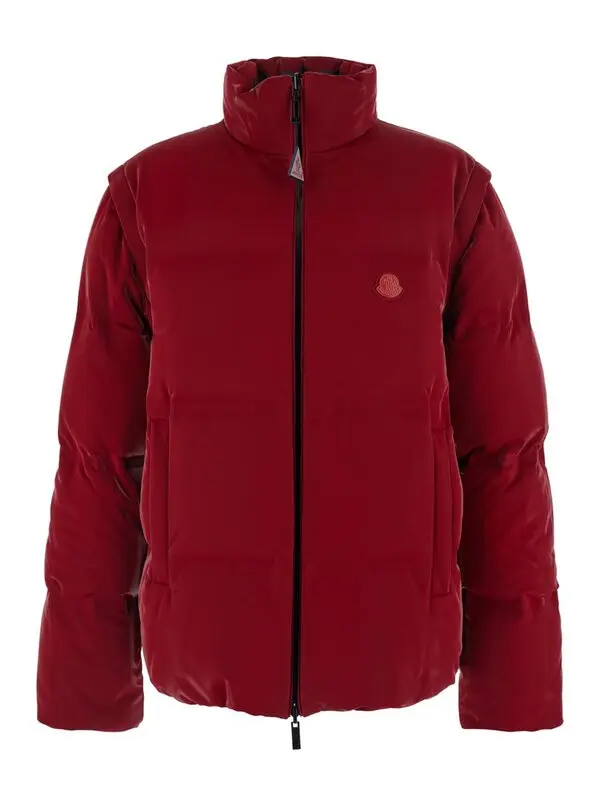 Moncler Throttle' Blue Reversible Down Jacket With Removable Sleeves And Logo Patch On The Front In Tech Fabric Stretch - Multicolor