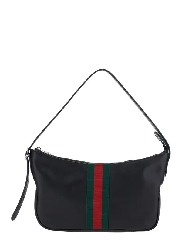 Gucci Lunetta' Handbag With Adjustable And Removable Shoulder Strap And Web Stripe On The Front In Leather For - Black