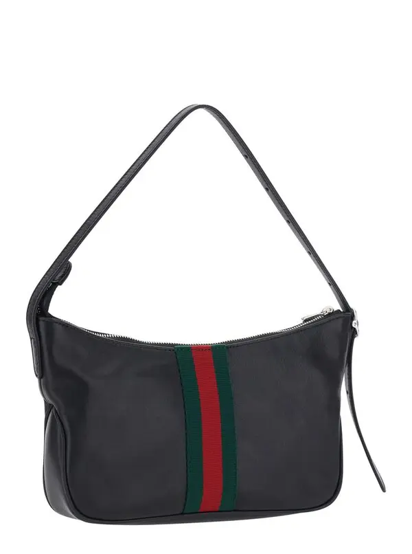 Gucci Lunetta Bag With Web Stripe - Black