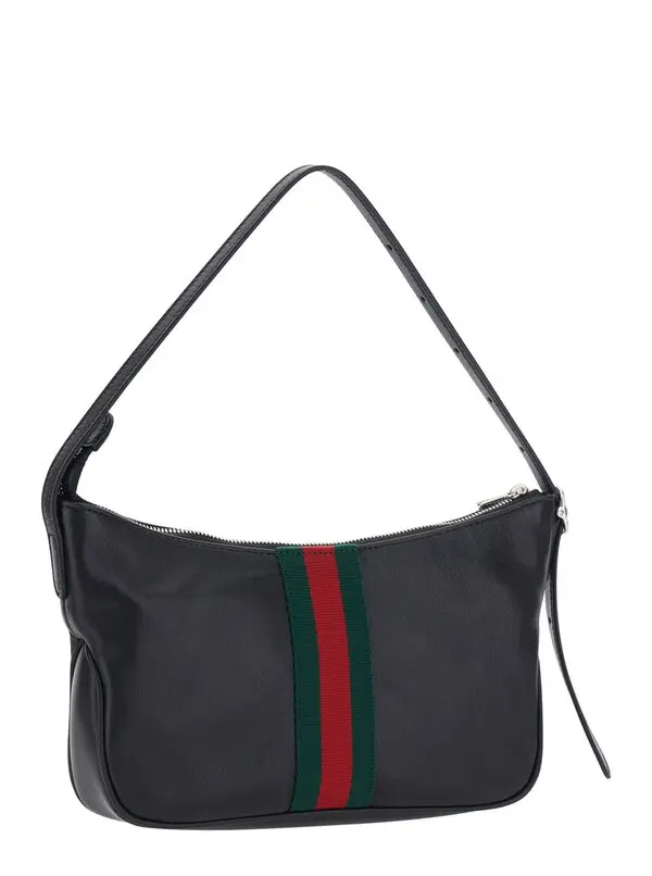 Gucci Lunetta Bag With Web Stripe - Black