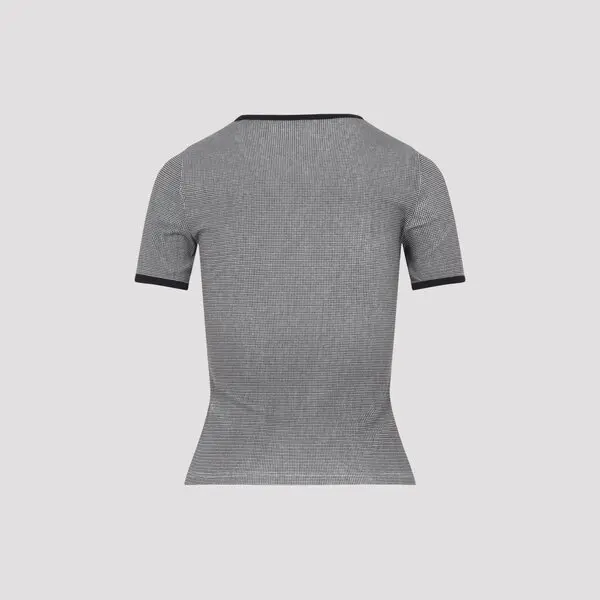 COURREGES Houndstooth Cotton Contrast T-shirt - Black