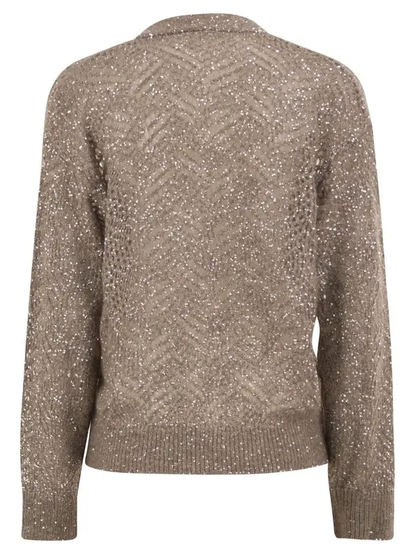 Brunello Cucinelli Openwork Mohair Cardigan With Sequins