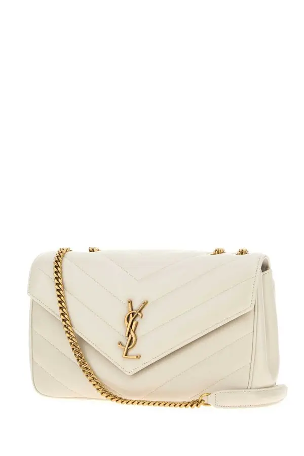 Saint Laurent Leather Loulou Shoulder Bag - White