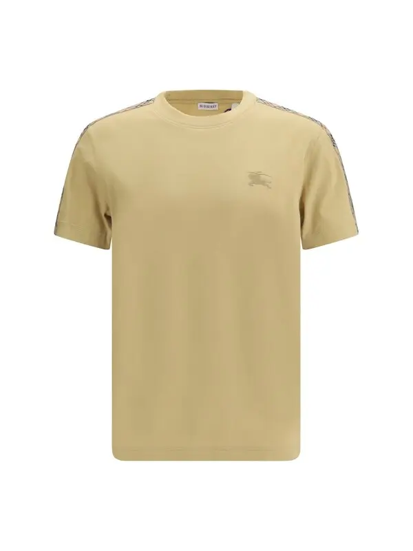 Burberry T-shirt With Check Trims - Cream