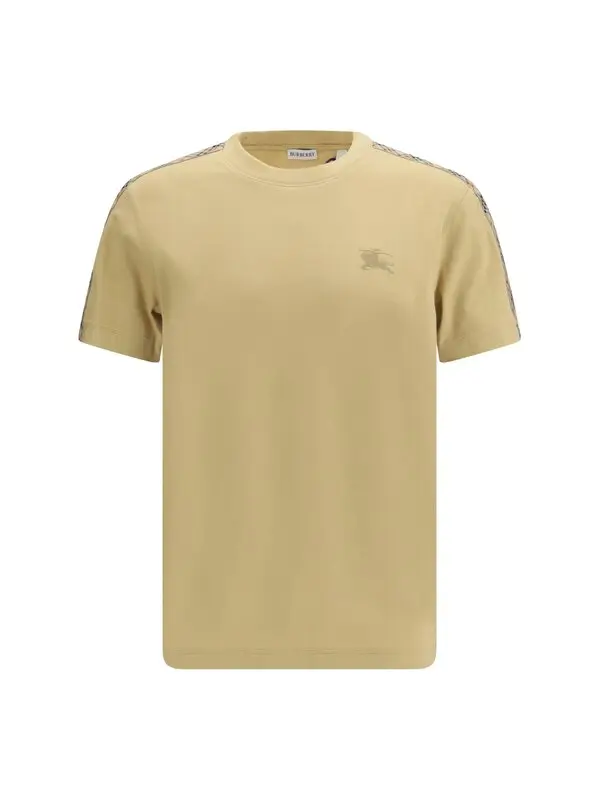 Burberry T-shirt With Check Trims - Cream