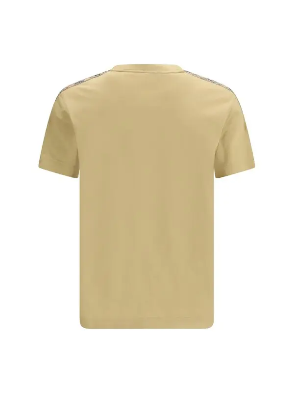 Burberry T-shirt With Check Trims - Cream