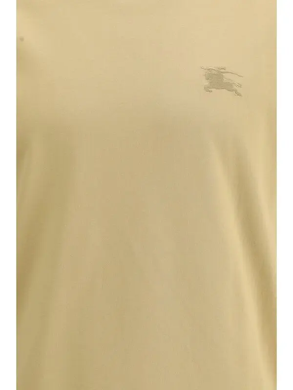 Burberry T-shirt With Check Trims - Cream