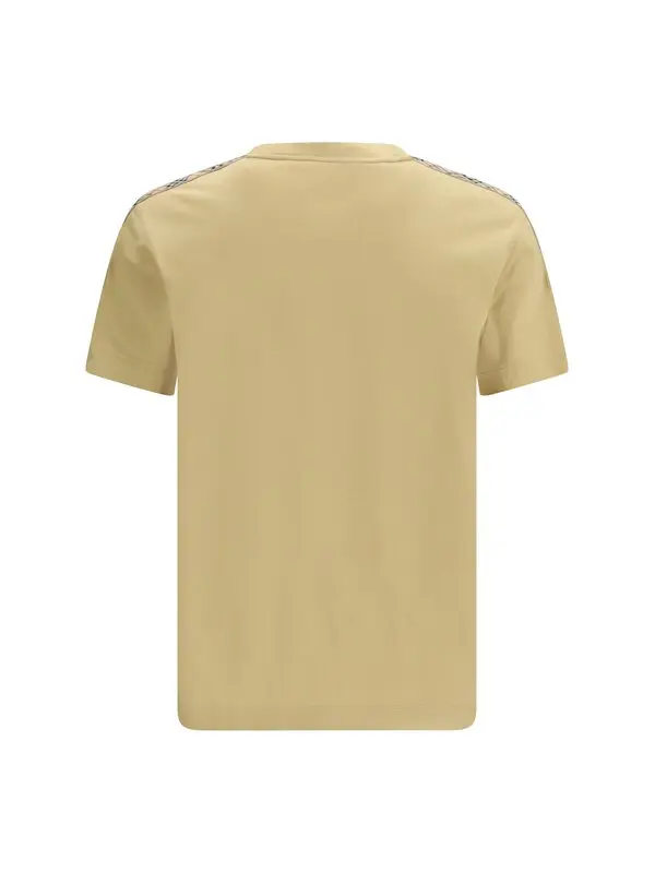 Burberry T-shirt With Check Trims - Cream