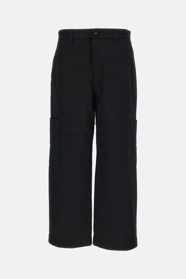 Thom Browne Wide Leg Chap Painter Pants In Cotton Twill - Multicolor