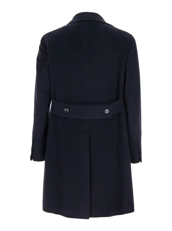 Tagliatore Blue Coat With Turned-down Collar And Button Front Closure In Wool