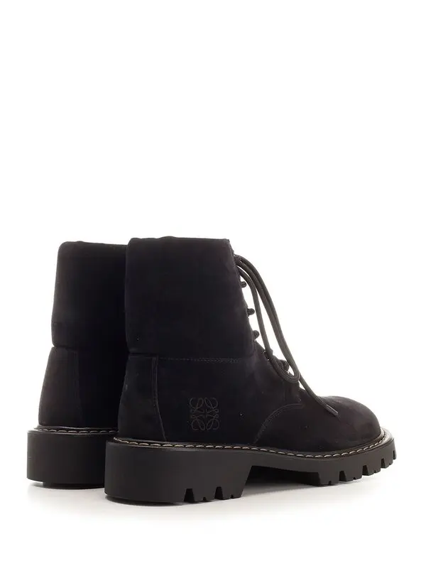 Loewe Sierra Combat Ankle Boot In Suede