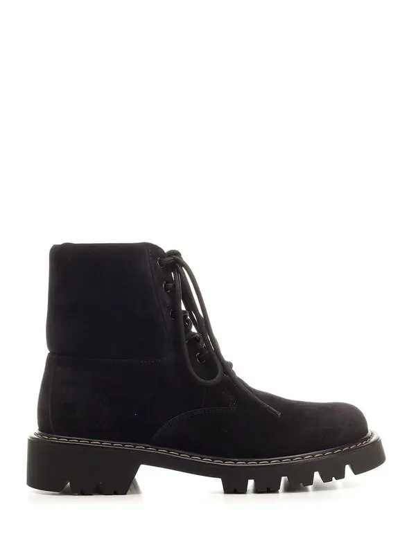 Loewe Sierra Combat Ankle Boot In Suede - Black