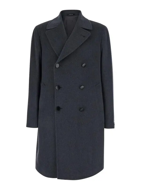 Tagliatore Arden' Double-breasted Coat With Notched Revers And Half Belt In Wool For - Gray