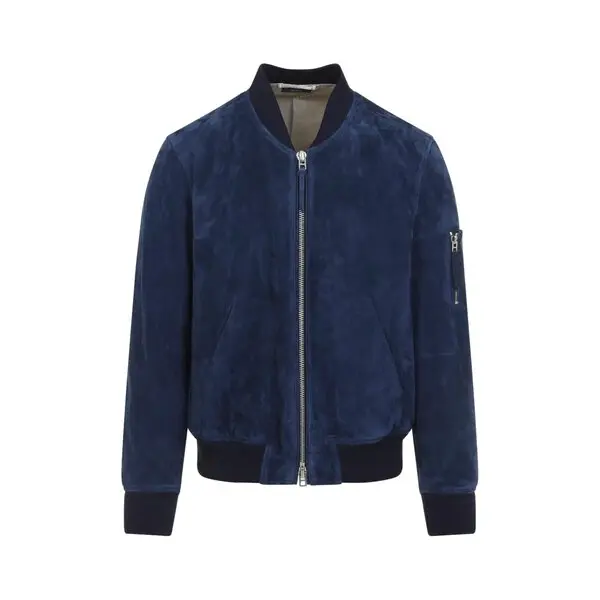 TOM FORD Soft Suede Bomber - Blue