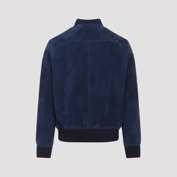 TOM FORD Soft Suede Bomber - Blue