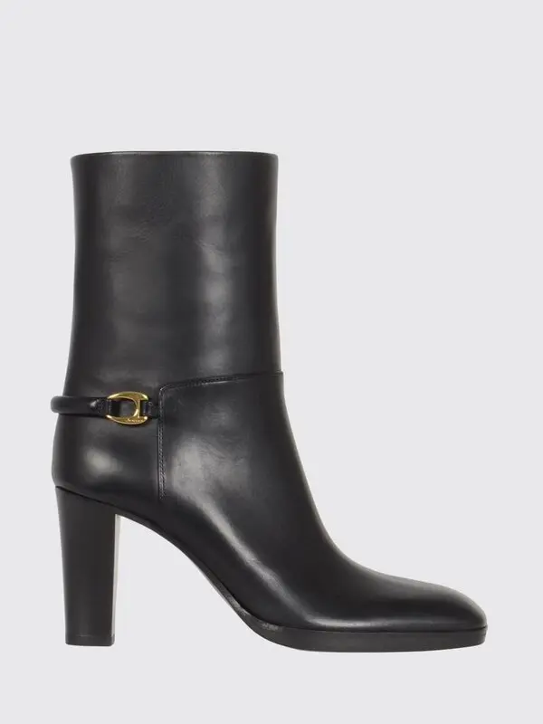 Saint Laurent Mid Calf High Heel Boots - Black