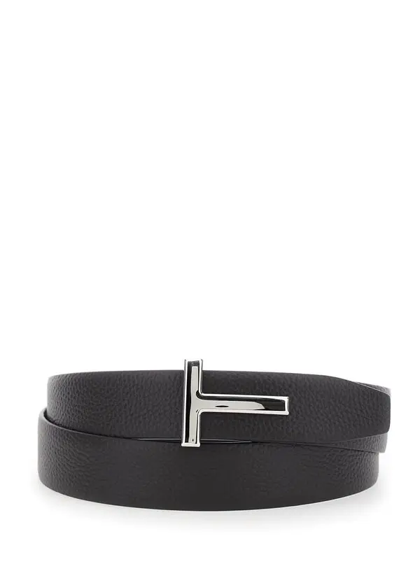 TOM FORD Belt With T Buckle Plate In Leather For - Brown