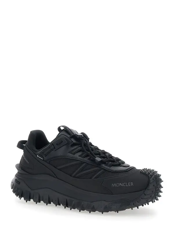Moncler Trailgrip Gtx' Low Top Sneakers With Logo Lettering On The Side In Leather And Tech Fabric For - Black