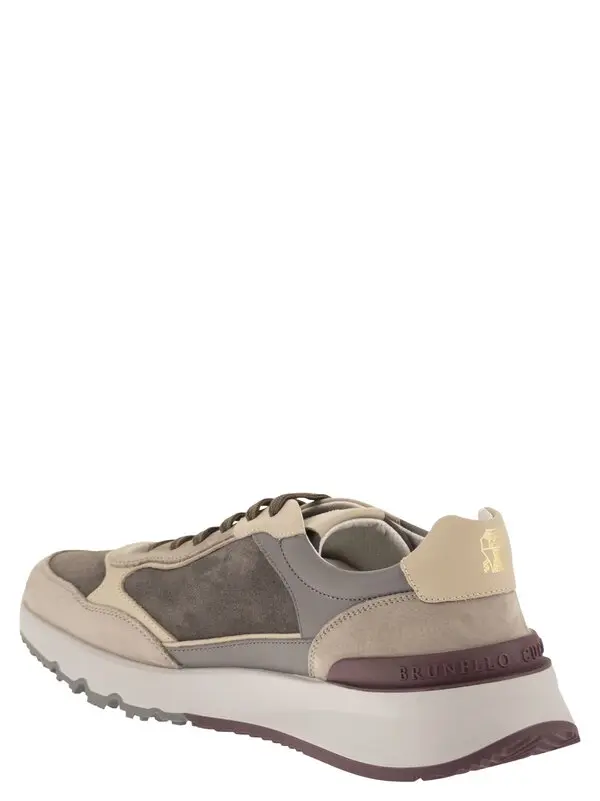 Brunello Cucinelli Multicolour Leather And Suede Runner Sneakers