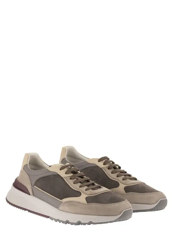 Brunello Cucinelli Multicolour Leather And Suede Runner Sneakers