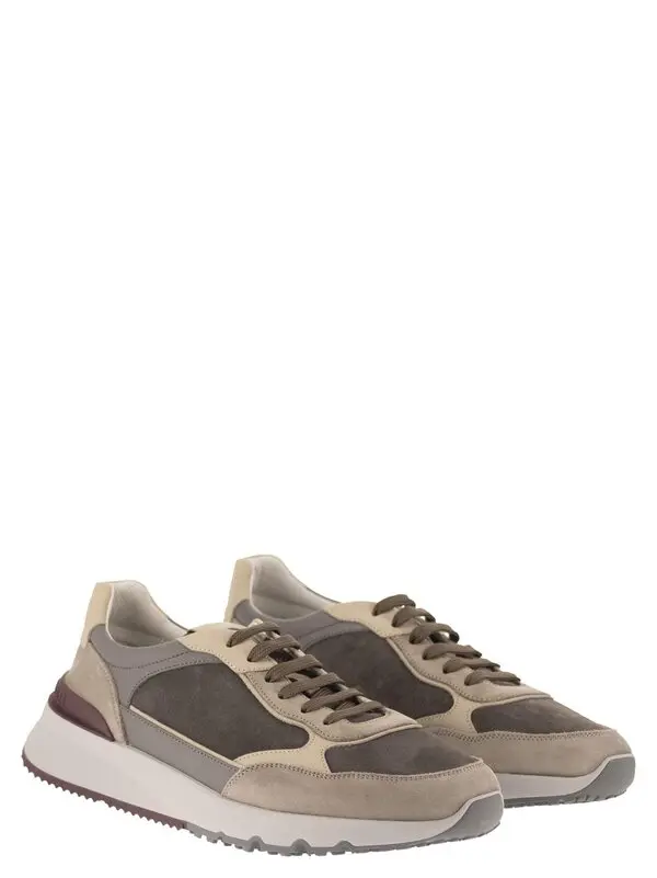 Brunello Cucinelli Leather And Suede Runner Sneakers - Gray