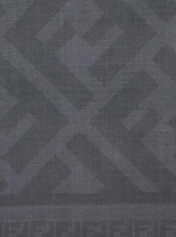 Fendi Scarf With Ff Motif All-over In Blend Wool And Silk