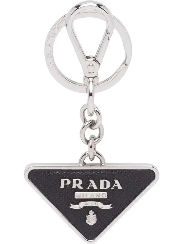 Prada Saffiano Leather And Metal Keychain