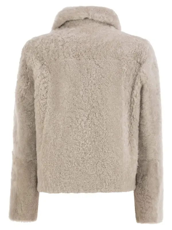 Brunello Cucinelli Double-breasted Shearling Jacket - Cream