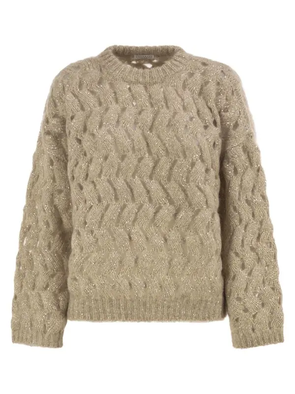 Brunello Cucinelli Openwork Mohair Sweater With Sequins