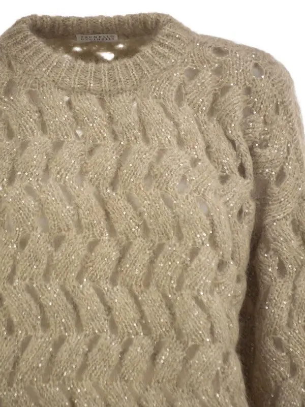 Brunello Cucinelli Openwork Mohair Sweater With Sequins